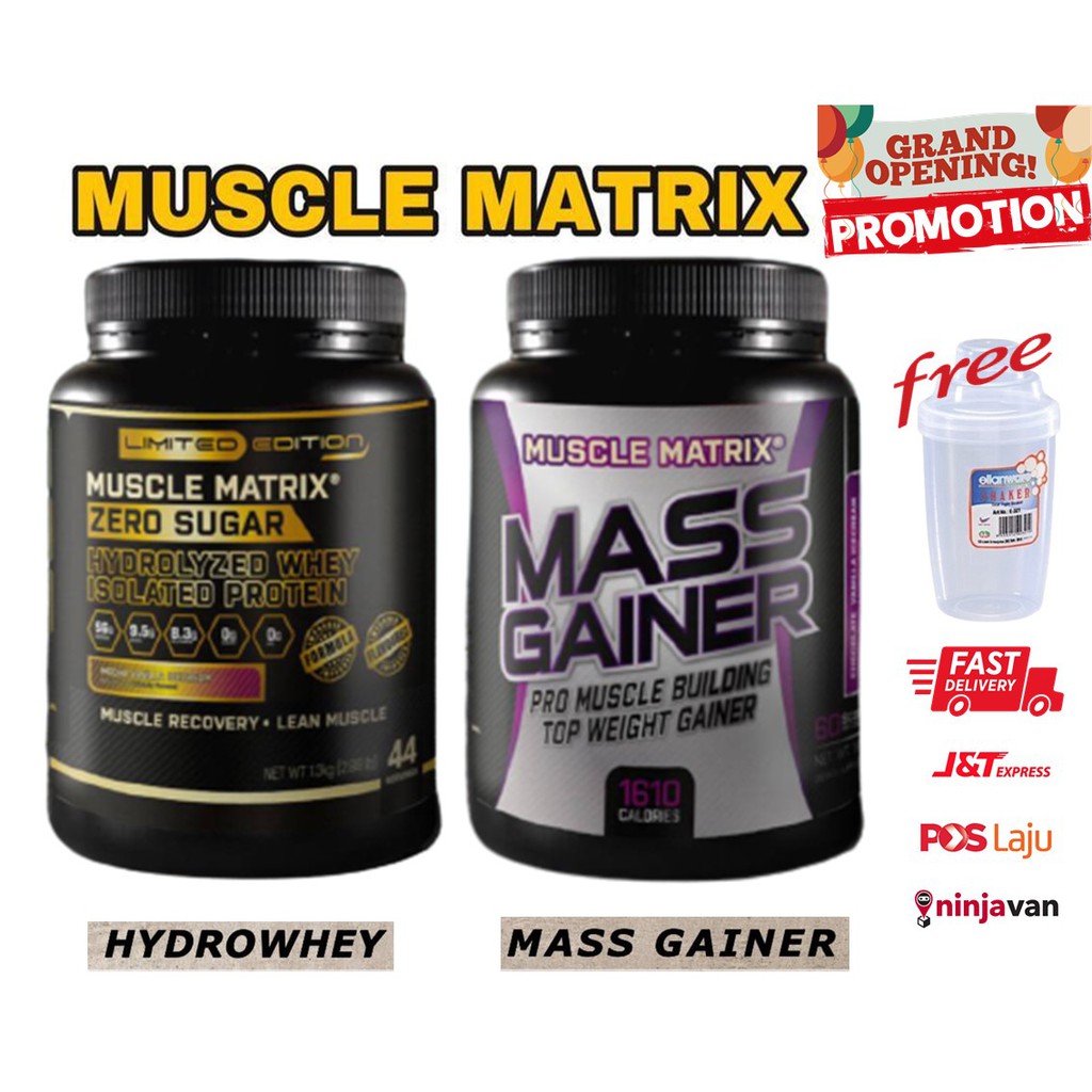 (Stock Clearance) MUSCLE MATRIX WHEY PROTEIN MASS GAINER (FREE SHAKER ...