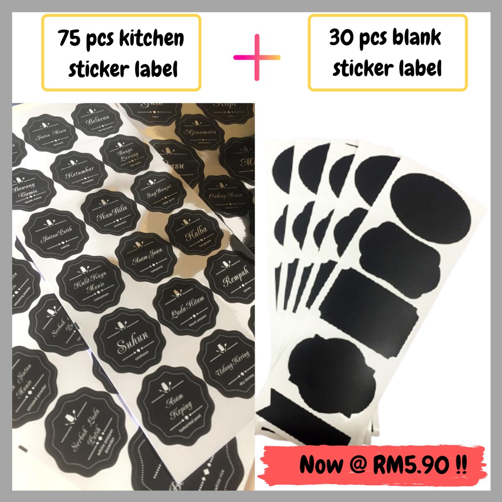 [105PCS] STICKER LABEL DAPUR STICKER REMPAH + BLANK STICKER/STICKER ...