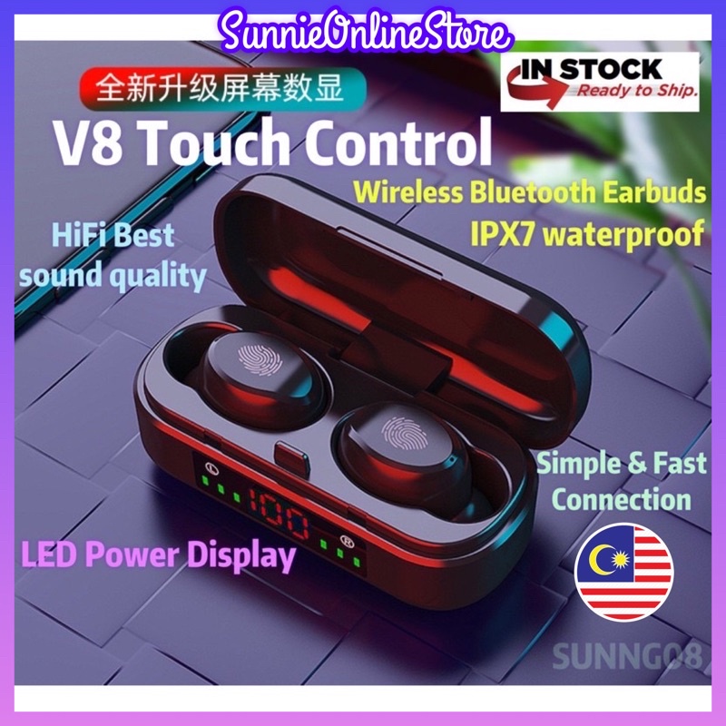 💥NEW ORIGINAL V8 WIRELESS BLUETOOTH EARBUDS💥LED DISPLAY💥SMART TOUCH💥 ...