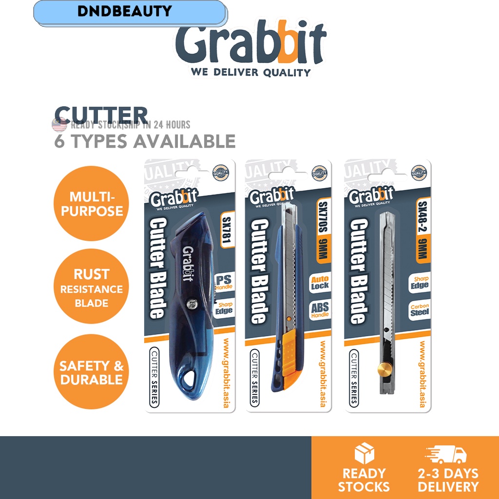 GRABBIT Blade Cutter Knife Office School Use | Pisau Kertas GRAB-CUT-SX ...