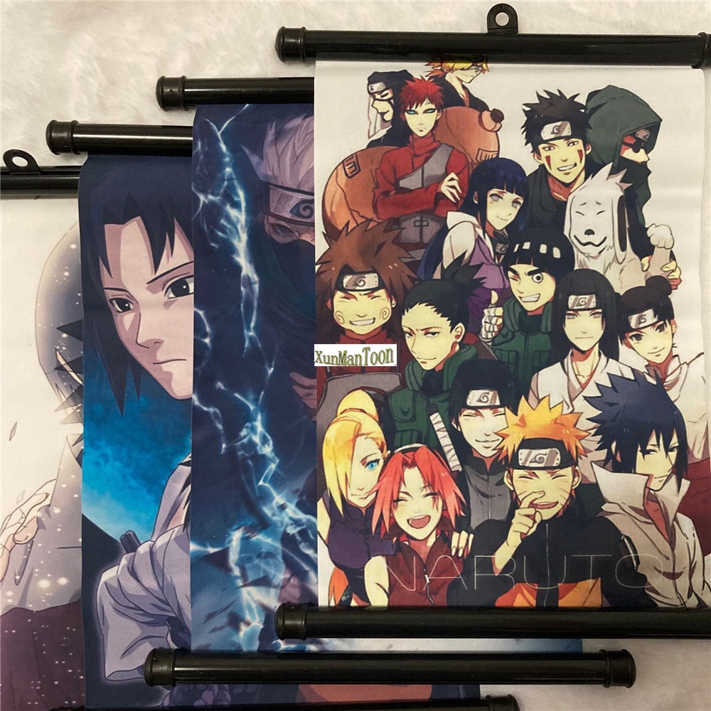 Naruto Shippuden anime Uzumaki Kakashi SASUKE Anime Fabric Wall Scroll ...