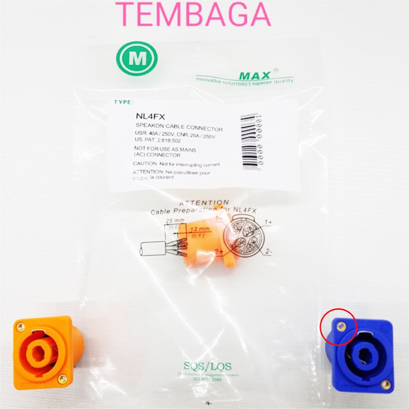 MAX SQUARE SPEAKON SOCKET MAX AUDIO SPEAKON CHASSIS CONNECTORS MAX ...