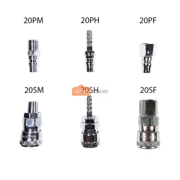 HOMY 20PM,20SM,20PH,20SH,20PF,20SF AIR COUPLER HI CUPLA PLUG SOCKET CONNECTOR 1/4 INCH | Shopee ...