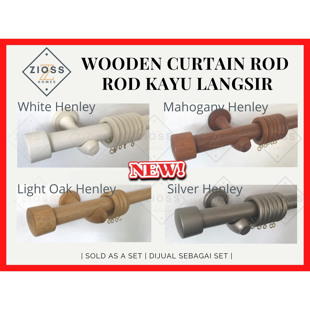 5 -🌟🌟🌟🌟🌟: Wood Curtain Rod | Kayu Langsir | 28mm diameter, 1 set with ...