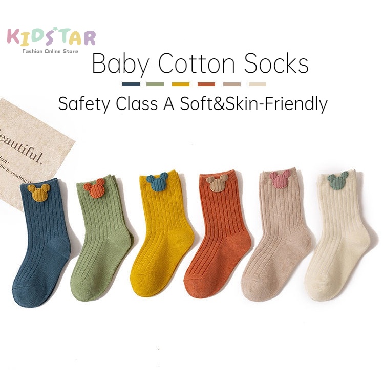 [6M-3Y]Baby Newborn Middle Socks Cotton Mickey Mouse Stokin Baby Boy ...