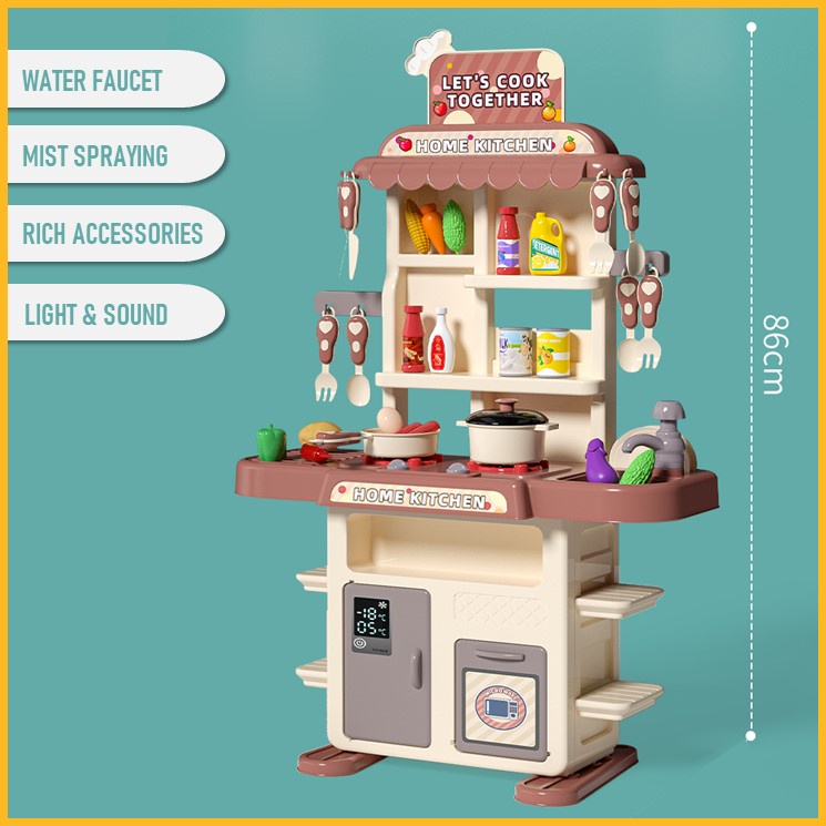 BabyBoss 86cm Height Mist Kitchen Playset Simulation Role Play Kid Toy ...