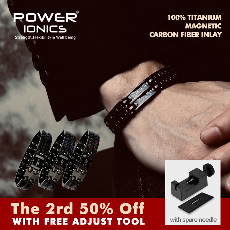 【FDA Device Registration】Power Ionics Mens black/blue/red carbon fiber ...