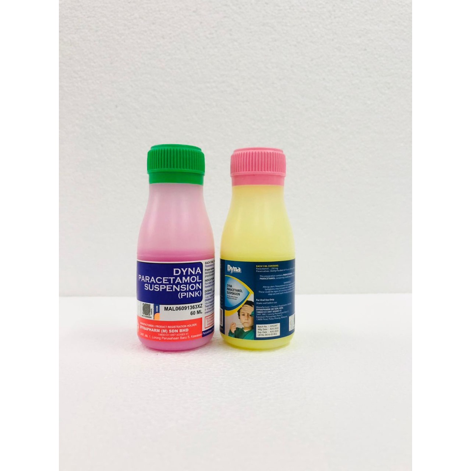 DYNA PARACETAMOL SUSPENSION-PINK(RASPBERRY)/YELLOW (MILK+VANILLA) 250MG ...