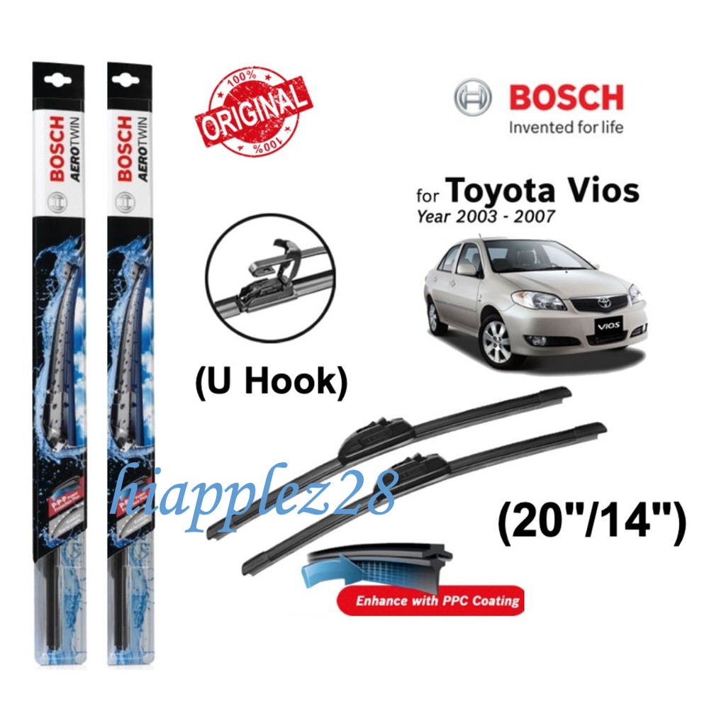 20"+14" BOSCH Aerotwin Retrofit U Hook WIPER SET (ORIGINAL) 3397013318 3397013313 Toyota Vios ...