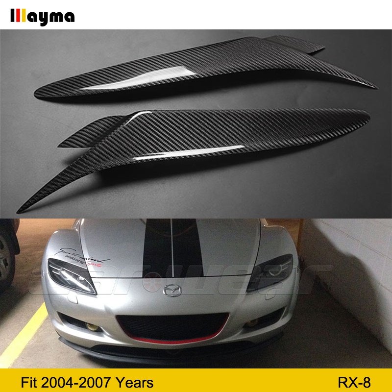 Real Carbon Fiber Headlight Eyebrows Eyelids Cover For Mazda RX8 2004 ...