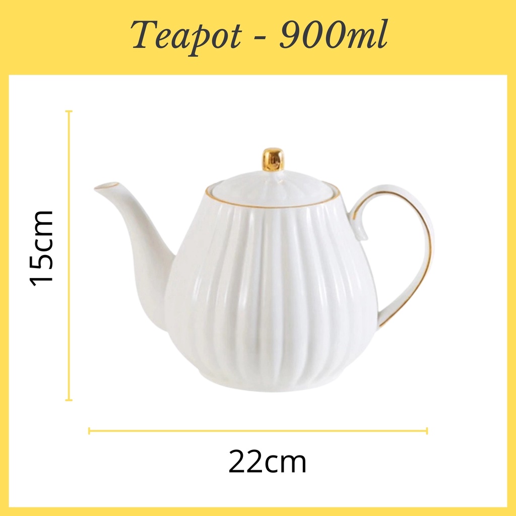 White Porcelain Teapot English Tea Pot 1200ml Bone China Nordic Teapot ...