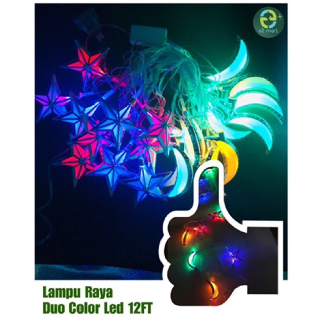 lampu raya Lampu Raya Silver Moon&Star 15FT RGB Duo Color/Fairy Light ...
