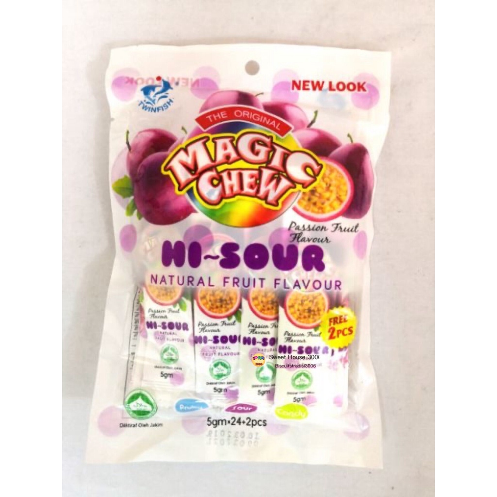 24 Pcs Twinfish The Original Magic Chew Hi-Sour Natural Fruit Flavour ...