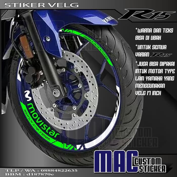 List OF WHEELS or VELG STICKERS - YAMAHA R15 - MOVISTAR | Shopee Malaysia