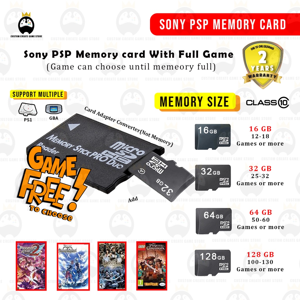 Sony PSP Memory card With Full Game [Game Boleh Pilih Include PS1 ,GBA ...