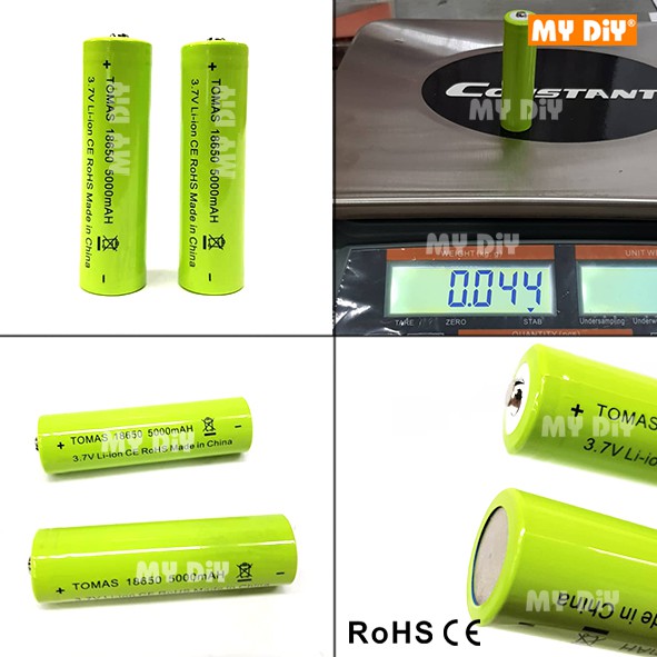 Tomas Rechargeable Battery 3.7V Li-Ion Battery 5000mAh 18650 - 2pcs ...