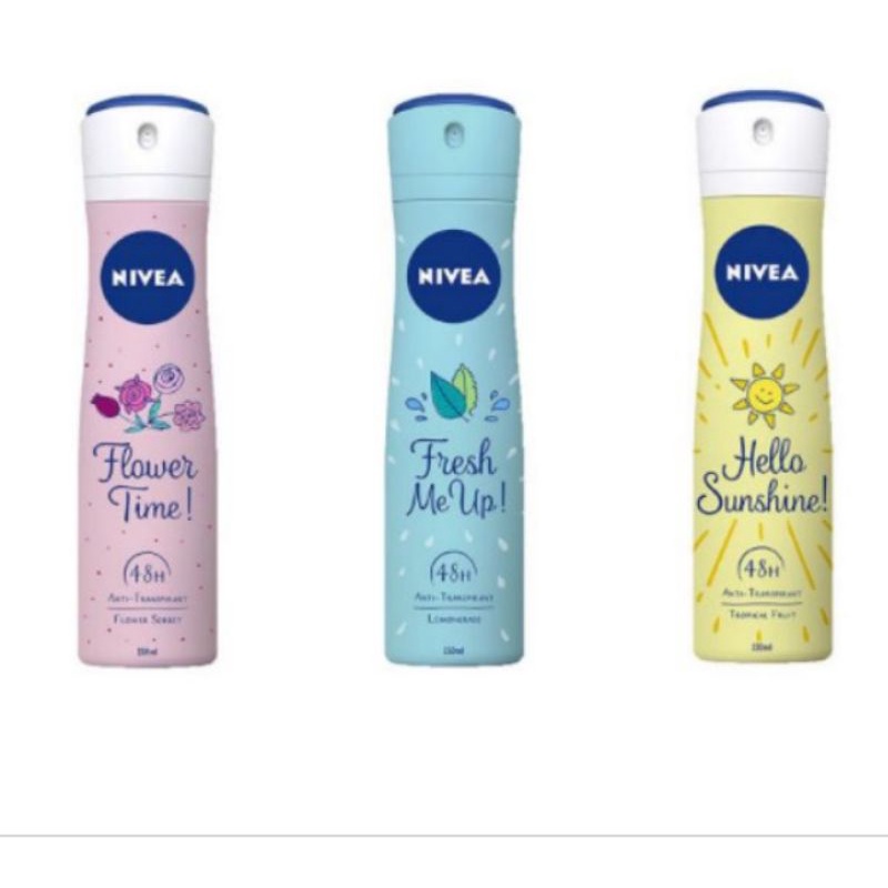 (Small Dent)Nivea Female Deodorant -Fresh Me Up/Hello Sunshine/Flower ...