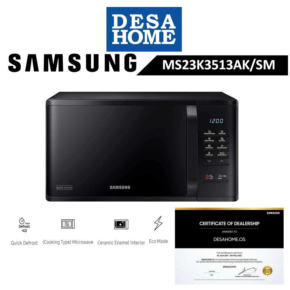 Samsung MS23K3513AK Solo Microwave Oven w/ Quick Defrost (23L ...