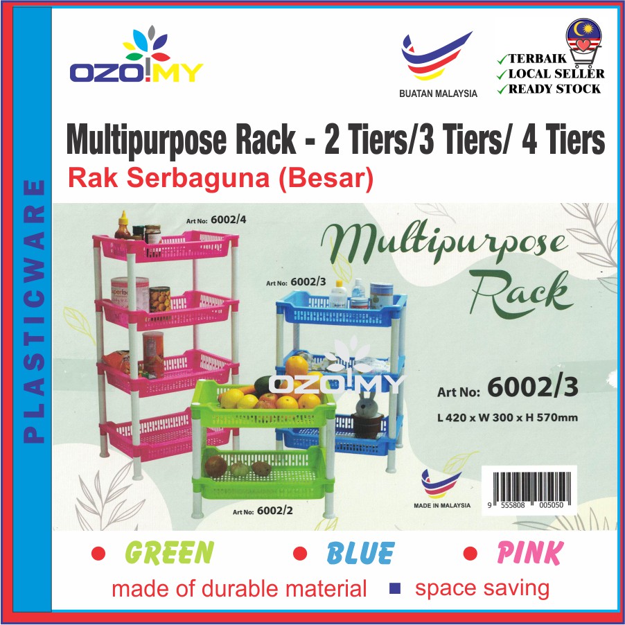 BIG Multipurpose Rack / Plastic Rack / Rak Serbaguna Besar - 2 Tingkat ...