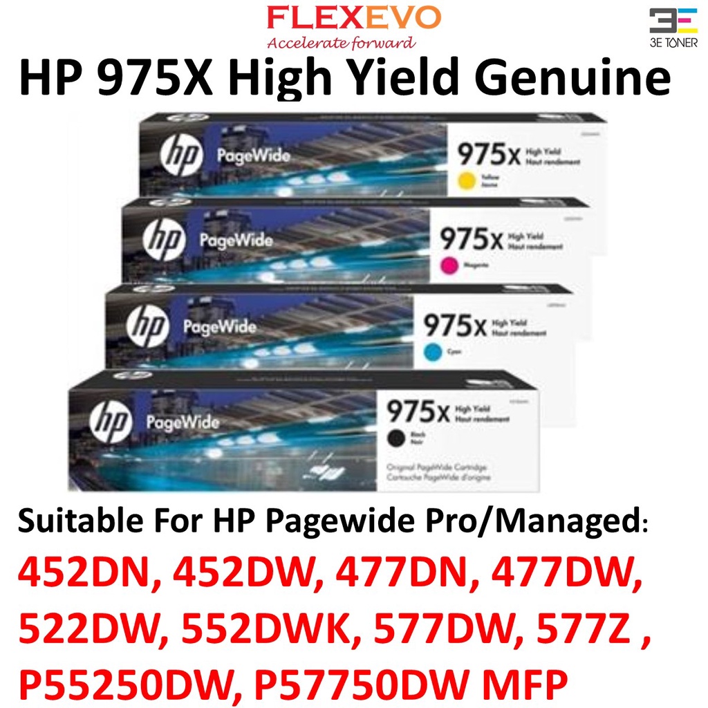 HP 975X (Genuine) 975A 975 High Yield Black L0S09AA Cyan L0S00AA ...