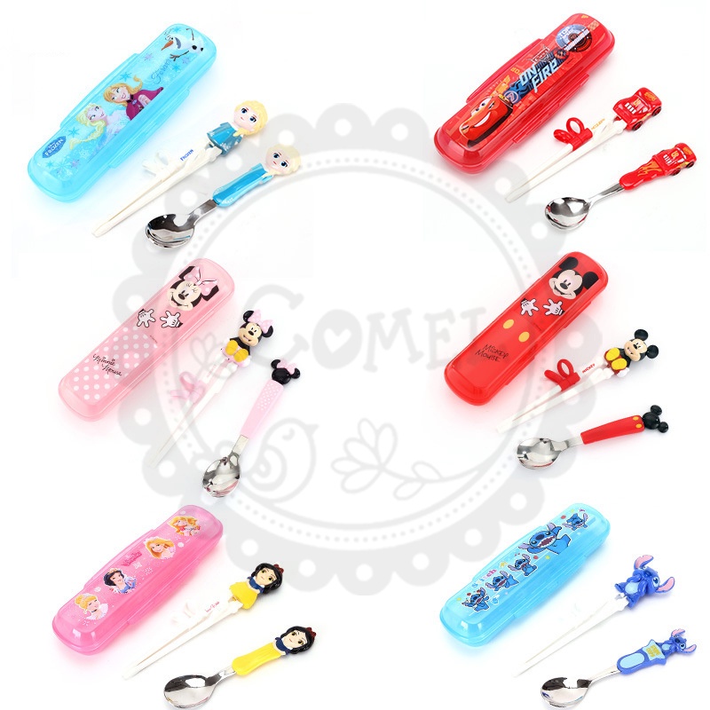Comel Princess Elsa Anna Car Stich Spoon Training Chopstick Meal Time ...