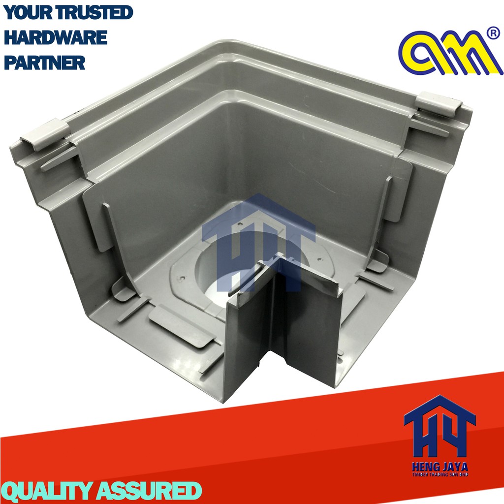 [ARENSI MARLEY] F300 PVC GUTTER MITER JOINT "OUT" WITH OUTLET GREY 4 ...