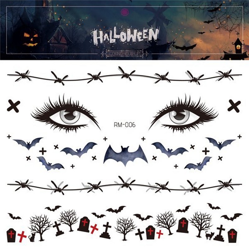 ZS Halloween Fake Tattoo Face Sticker /Spider Web Scar Tattoo Face ...