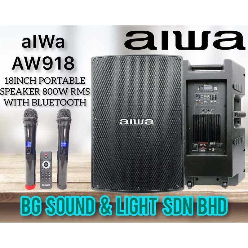 AIWA AW918 18INCH PORTABLE SPEAKER 800W RMS WITH BLUETOOTH ( AW-918 / AW 918 ) | Shopee Malaysia