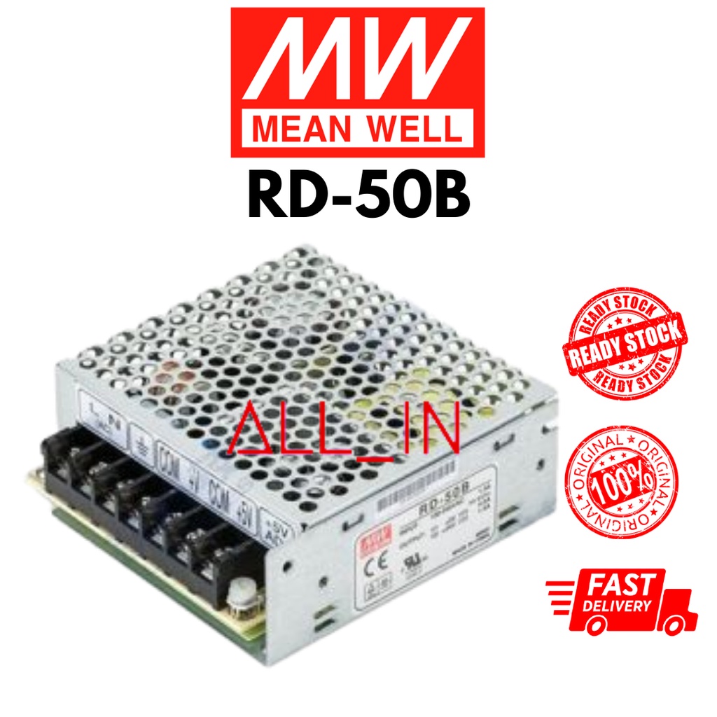 Mean Well RD-50B 5V Meanwell Power Supply SMPS, 10.8 - 13.2V at 12V and 22 - 27.6V at 24V 5v and ...