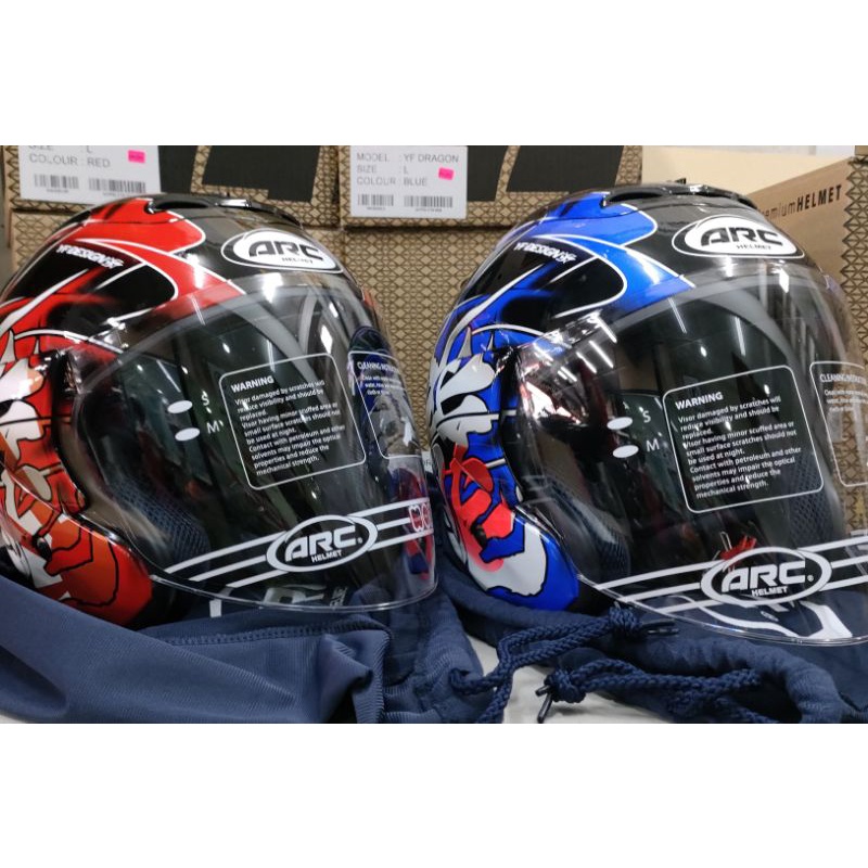 ARC Ritz YF Dragon Helmet Red Blue Naga Vista Naga Mas Size L and XXL ...