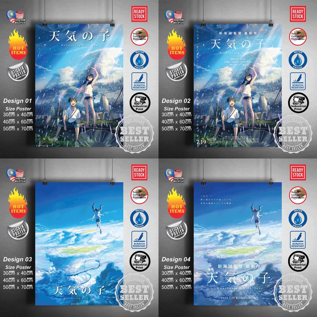 【READY STOCK】Weathering With You tenki no ko Poster Anime Poster Wall ...