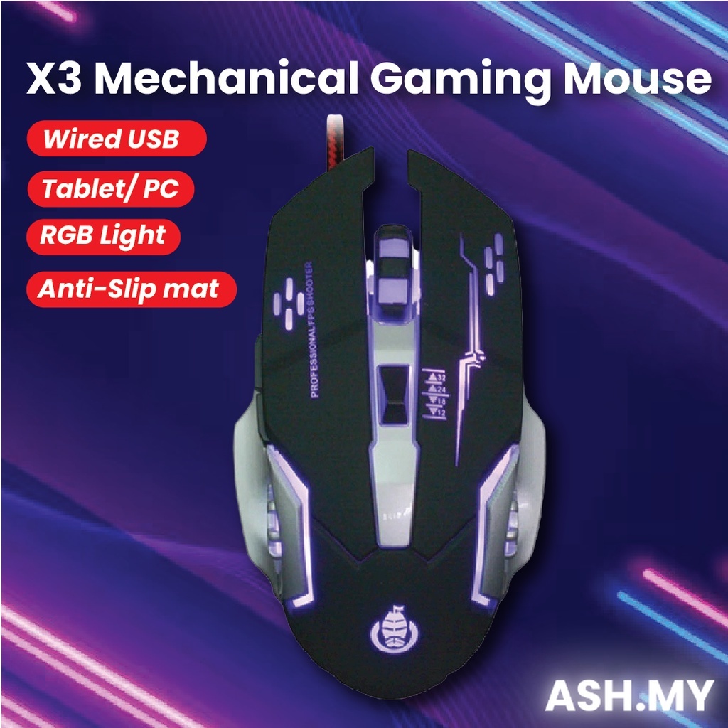 SHIPADOO X3 Mechanical Gaming Mouse 3200DPI 6 Buttons Wired Optical USB ...