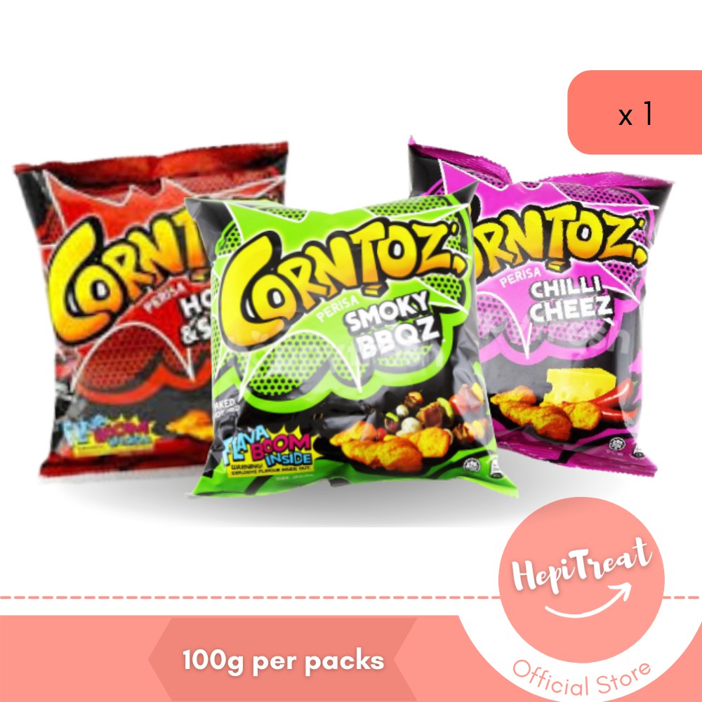 Corntoz Snack Chilli Cheez / Hot & Spicy / Smoky BBQ - 100g (Big) by ...