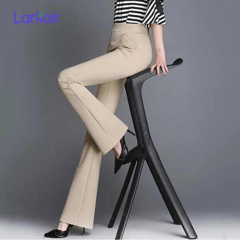 Free Shipping Women Long Casual Pants Korean High Waist Vintage Black ...