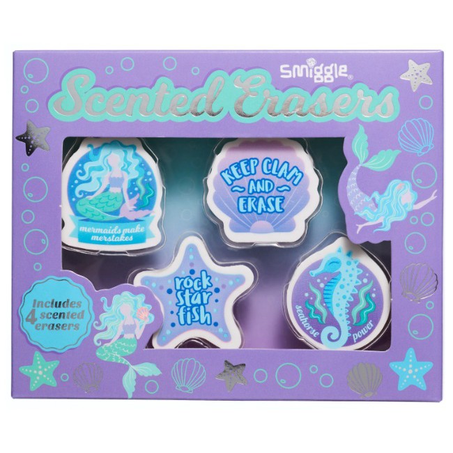 [READY STOCK] 💯AUTHENTICS 📍SMIGGLE Mermaid Scented Erasers Box X4 ...