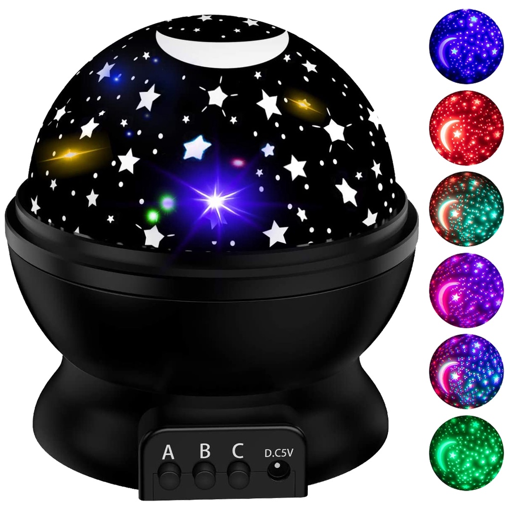 Starry Sky Projector Lamp 360° Rotating Multi-Color Star Moon Sky Night ...