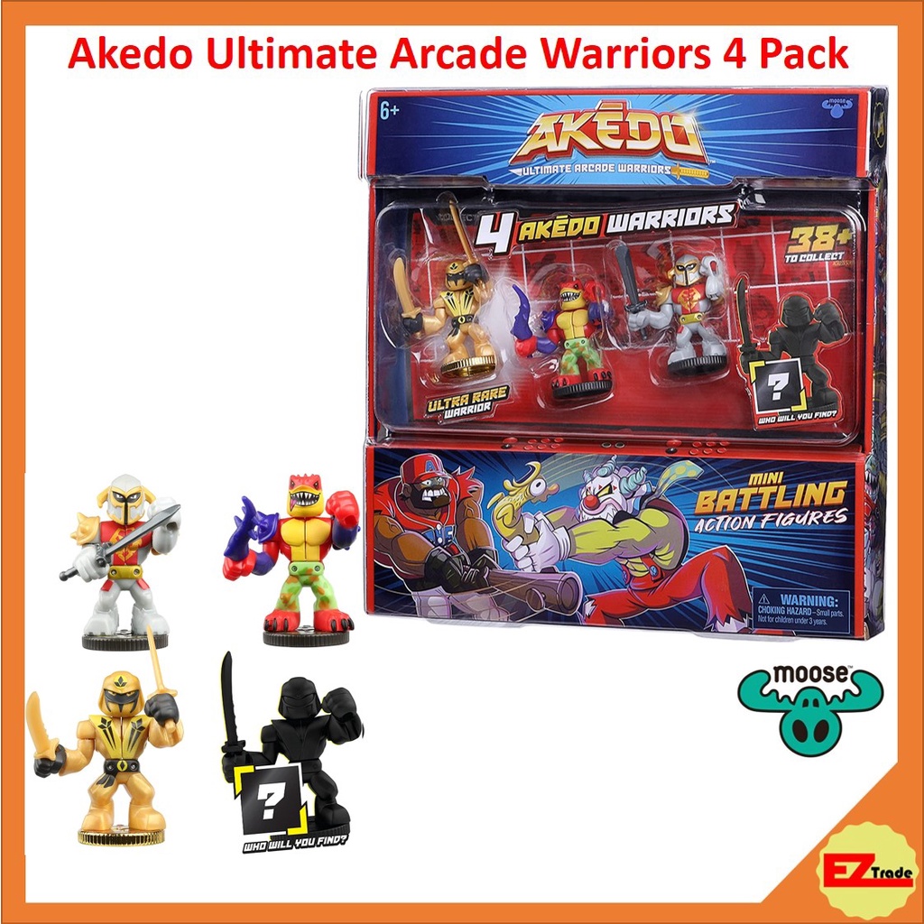 Moose Akedo Ultimate Arcade Warriors - Warrior Collector 4 Pack Mini Battling Action Figures ...