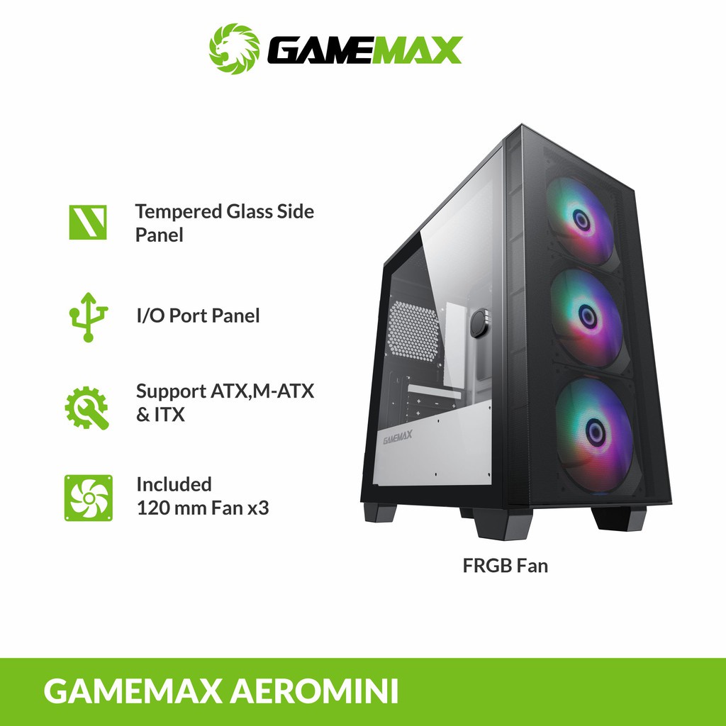 Pc Case Gamemax Aero Mini Free 3 Fan RGB mATX Gaming Case Mesh Front ...