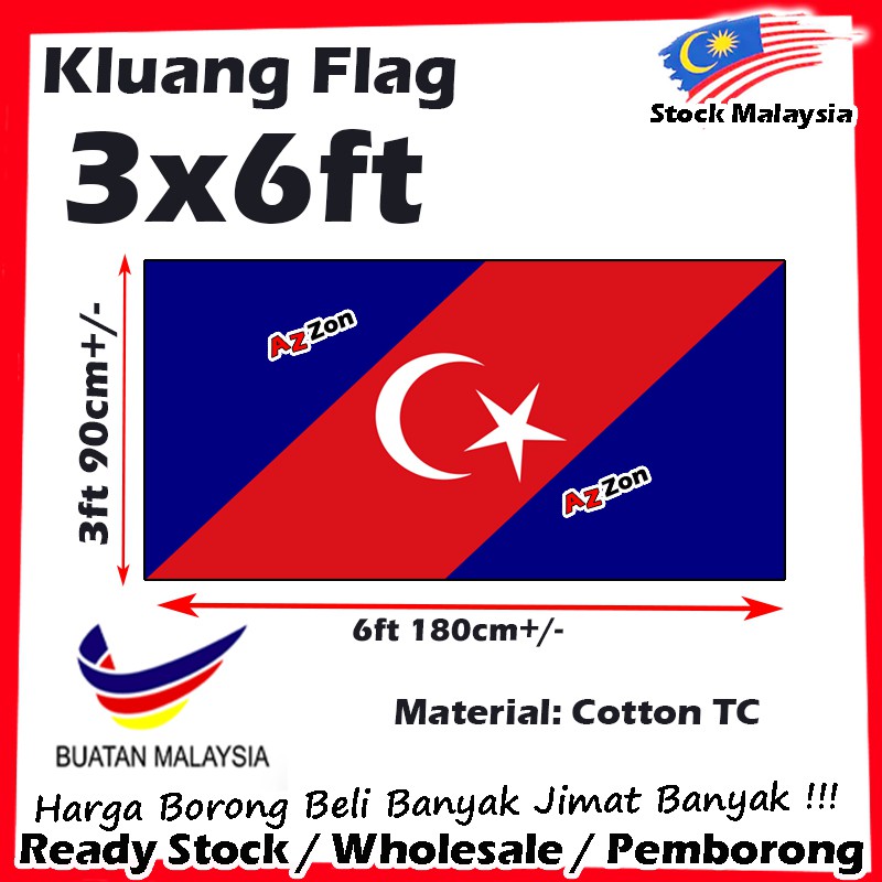 Kluang Flag 3x6ft 90x180cm Cotton TC Kluang Flag | Shopee Malaysia