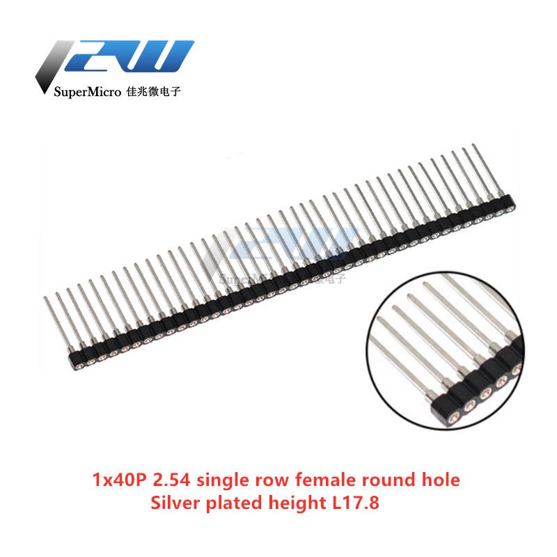 5 Pcs Round Hole Pin Header 2.0MM/2.54MM Pitch Row Female/Male, Single ...