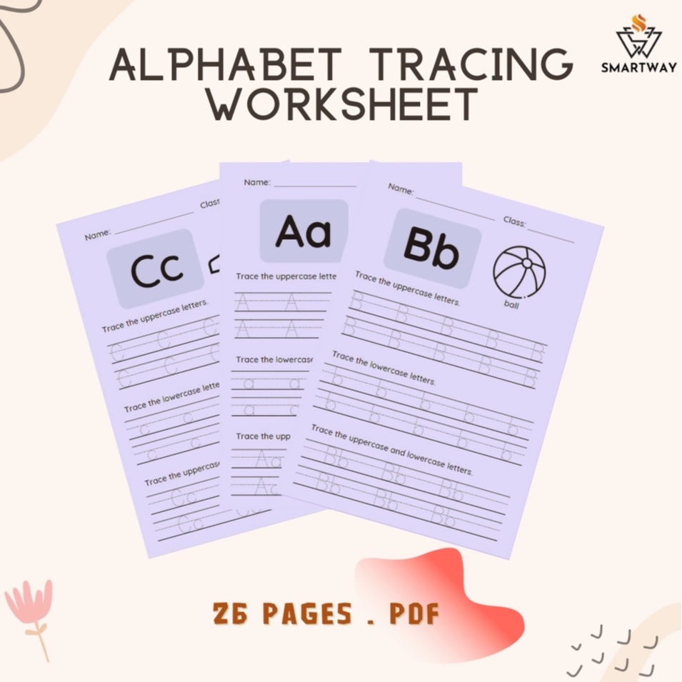 [PDF] Alphabet A - Z Tracing Worksheet | Uppercase & Lowercase Letter ...