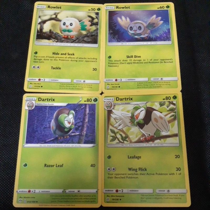 Pokemon Card TCG : Cards lot Set (Non-Holo) Treecko, Grovyle, Rowlet ...