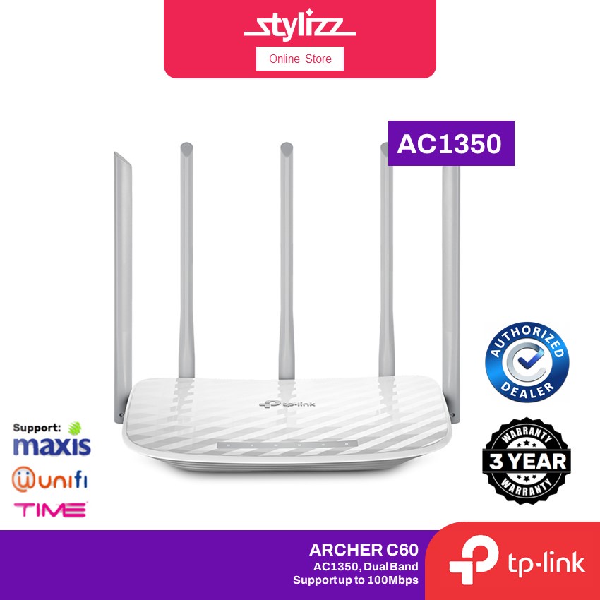 TP-LINK Archer C60 AC1350 Wireless Dual Band Router - up to 867mbps, AC ...