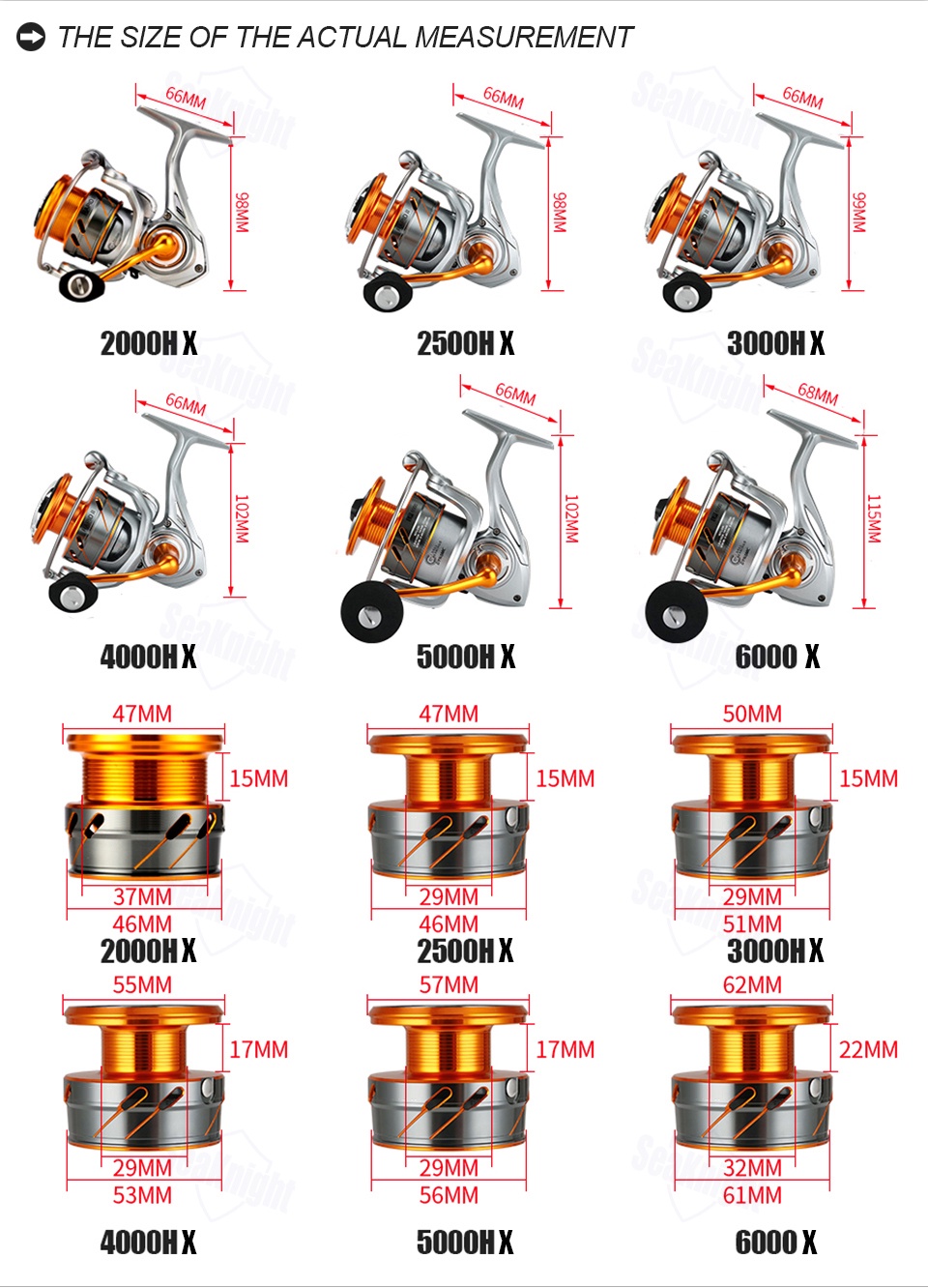 SeaKnight RAPID II 6.2:1 4.7:1 Anti-corrosion 2000H-6000 Spinning Reel ...