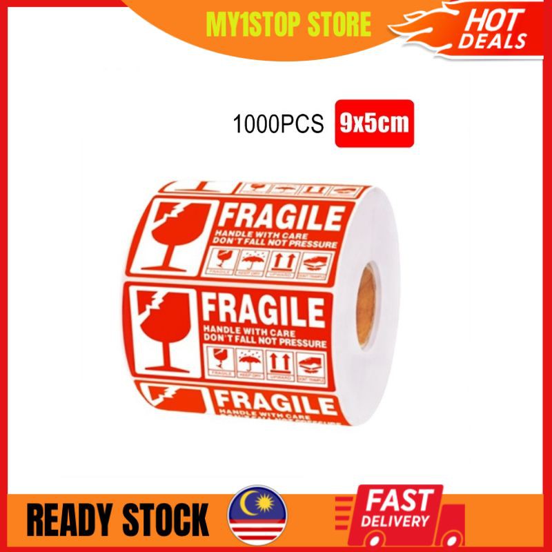 Ready Stock1000 PCS Fragile Sticker Warning Label Poslaju Courier ...