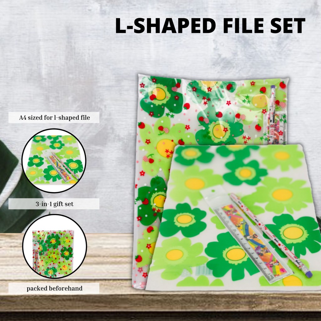 🔥READY STOCK 🔥 3-in-1 L-shaped file stationery gift set for Kids School ...