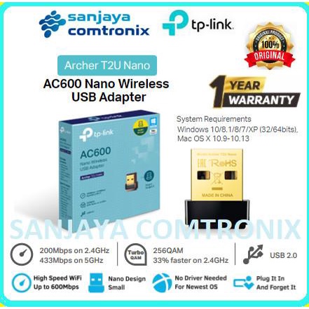 Tp-link AC600 NANO Wireless USB Adapter ARCHER T2U NANO | Shopee Malaysia