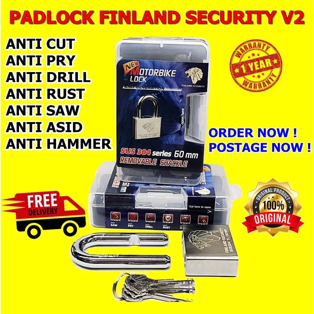 PADLOCK FINLAND SECURITY V2 NEW 2021 ! ORIGINAL FINLAND ! | Shopee Malaysia