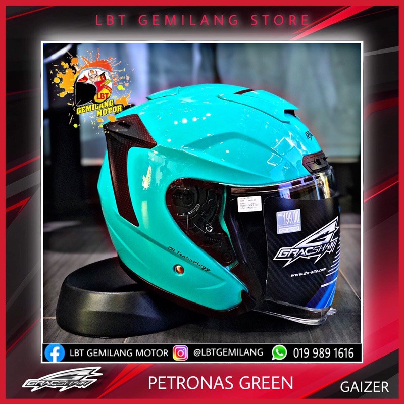 GRACSHAW Helmets Gaizer Plain [PETRONAS GREEN] | Shopee Malaysia