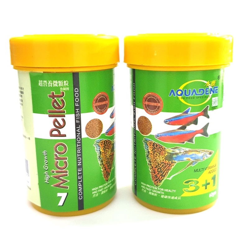 AQUADENE MICRO FISH PELLET FOR GUPPY, TETRA & TROPICAL SMALL FISH 60G ...
